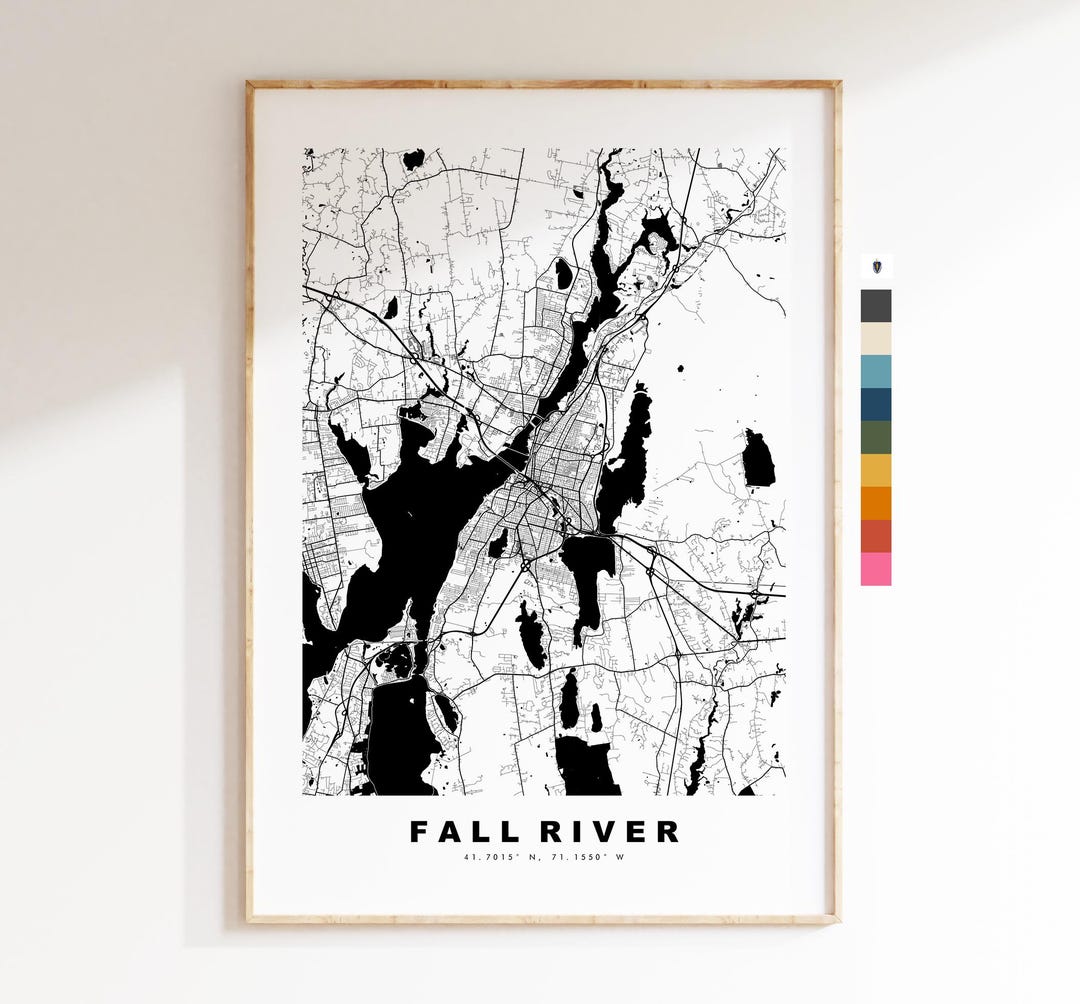 Fall River Map Print - City Map Poster - Map Art - USA City Maps - Fall ...