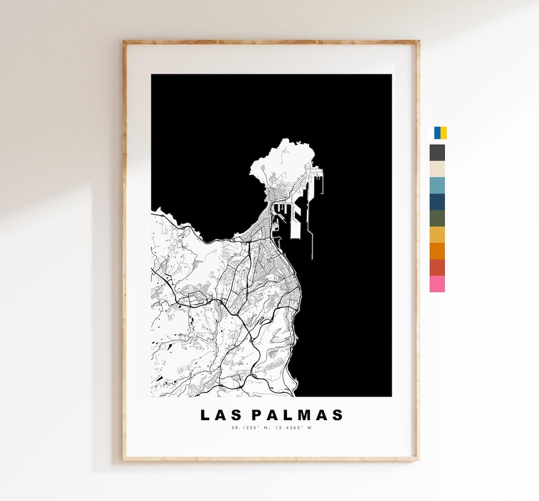 Las Palmas Map Print - City Map Poster - Map Art - Map Wall Art - Spain ...