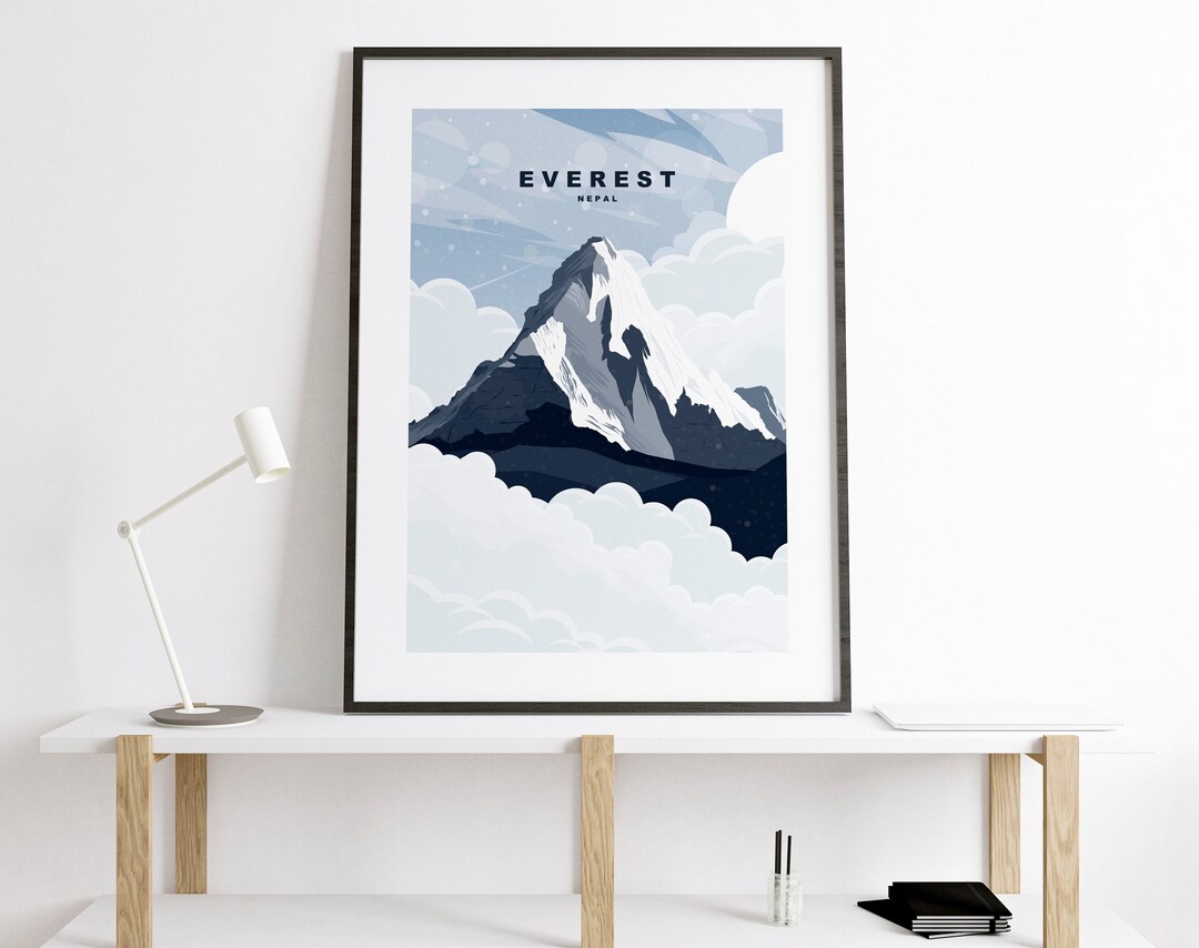 Everest Travel Poster - Mt Everest Print - Abstract Travel Poster ...