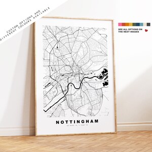 Nottingham Map Print - Minimalist City Map Poster - Map Art - UK ...
