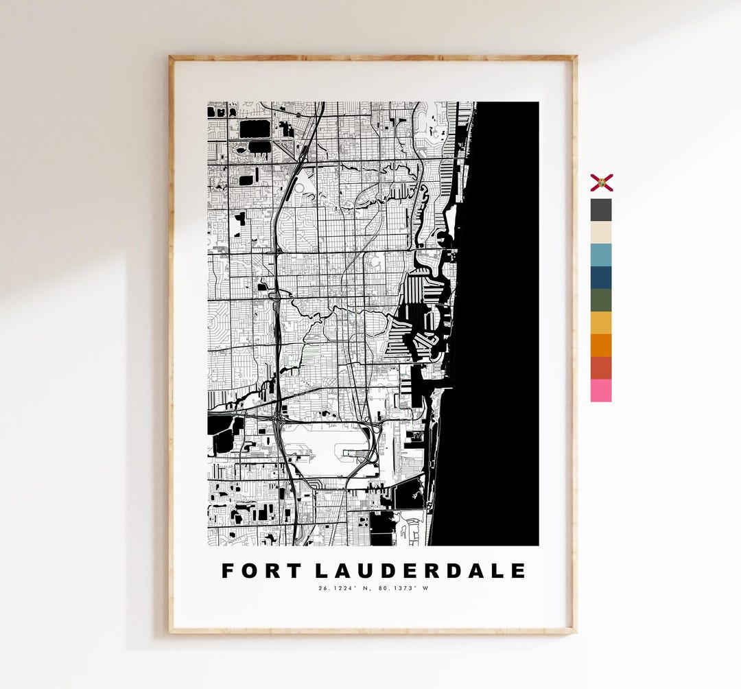 Fort Lauderdale Map Print - City Map Poster - Map Art - USA City Maps ...