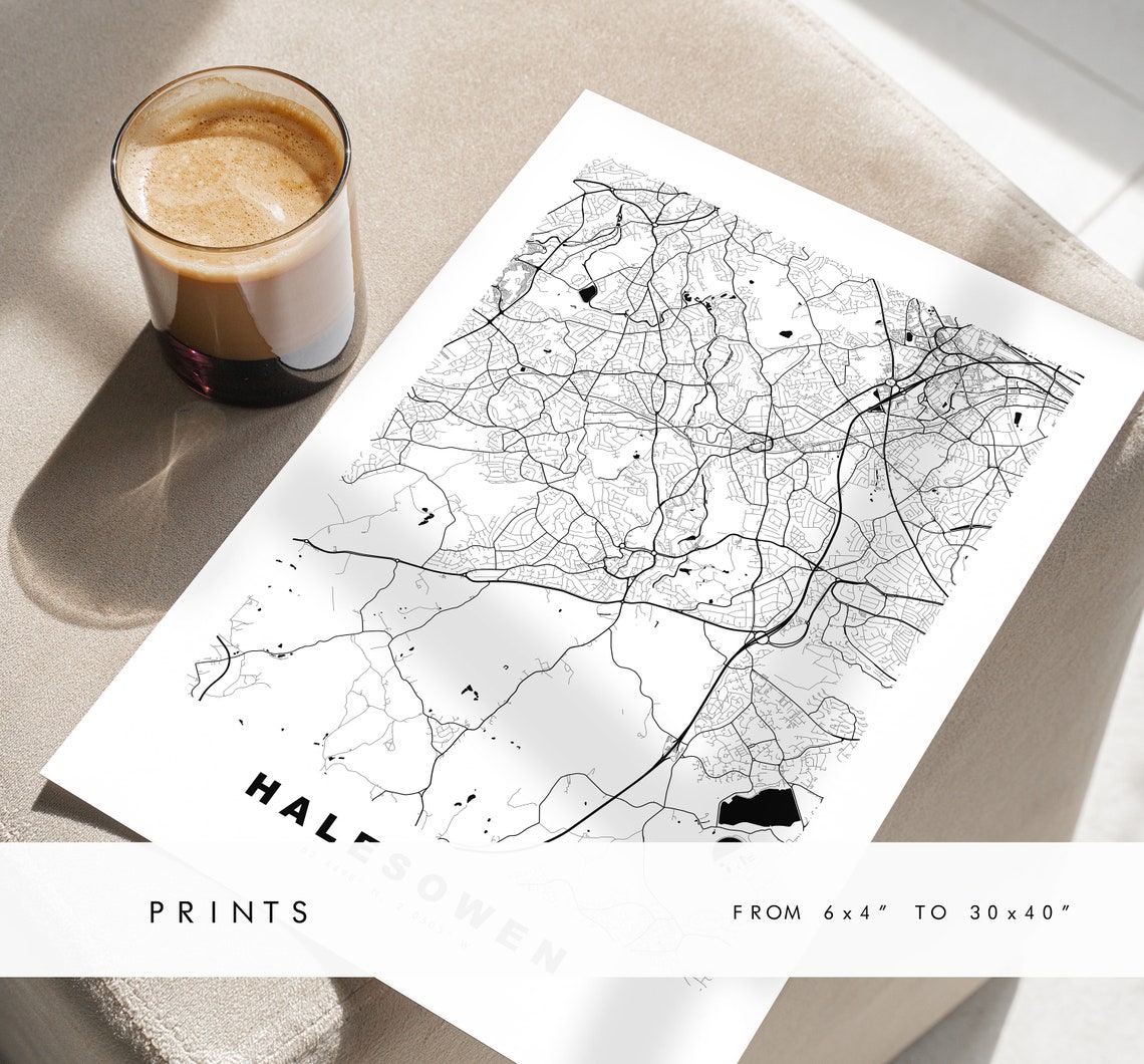 Halesowen Map Print - Minimalist City Map Poster - Map Art - UK ...