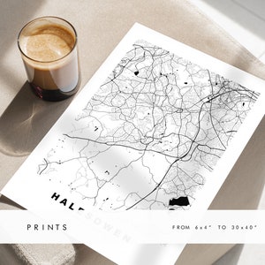 Halesowen Map Print - Minimalist City Map Poster - Map Art - UK ...
