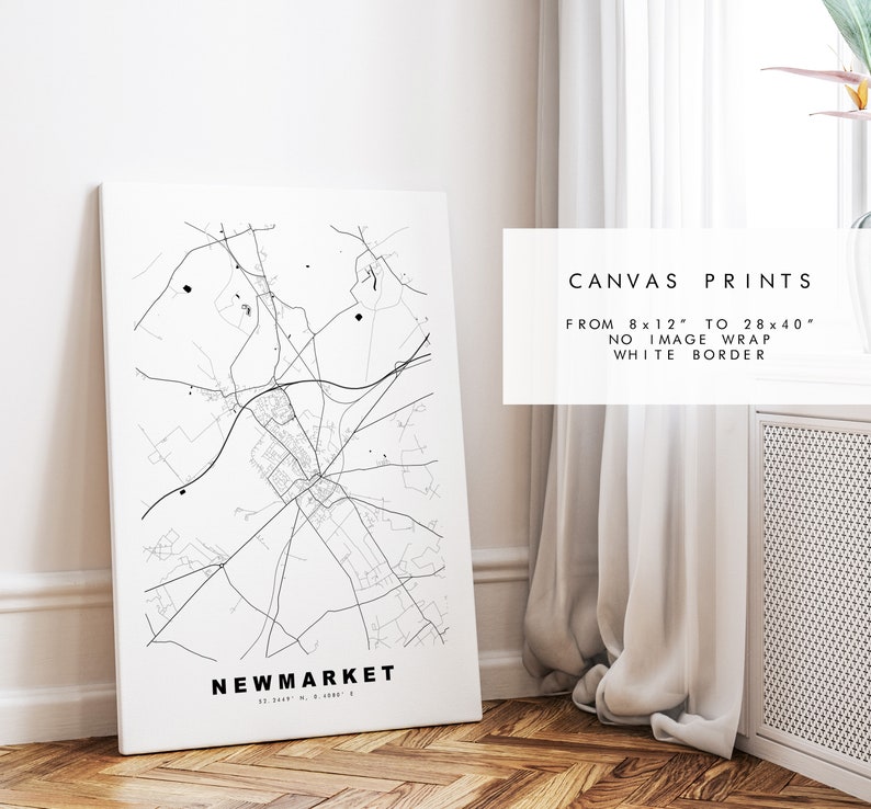 Newmarket Map Print - Minimalist City Map Poster - Map Wall Art - UK ...