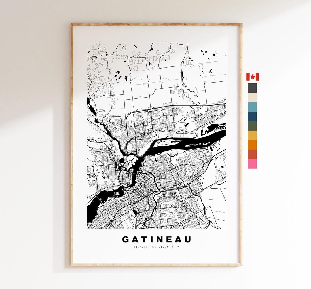 Gatineau Map Print - City Map Poster - Map Art - Map Wall Art - Canada ...