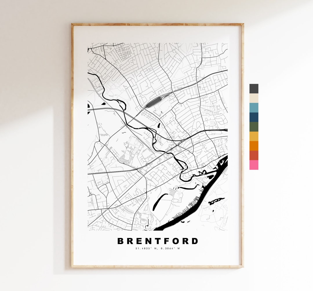 Brentford Map Print - Minimalist City Map Poster - Map Art - London, UK ...