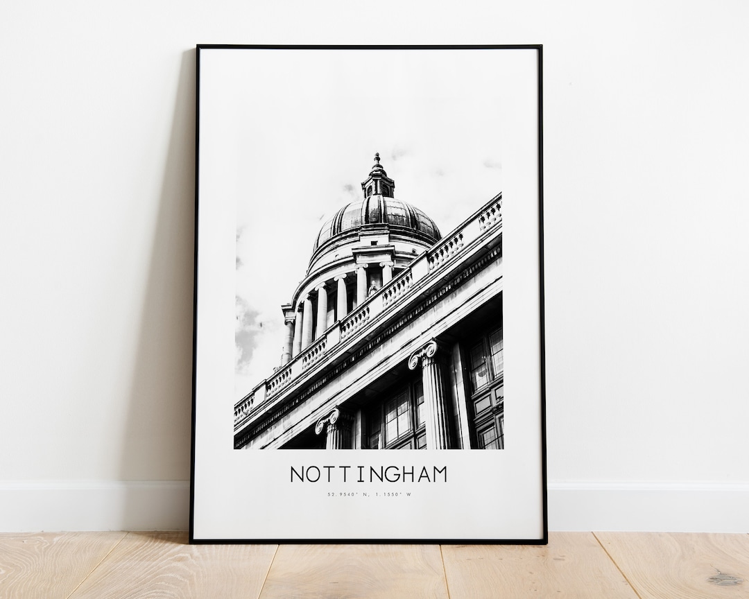 Nottingham City Poster Print - Black and White Minimalist City Print ...