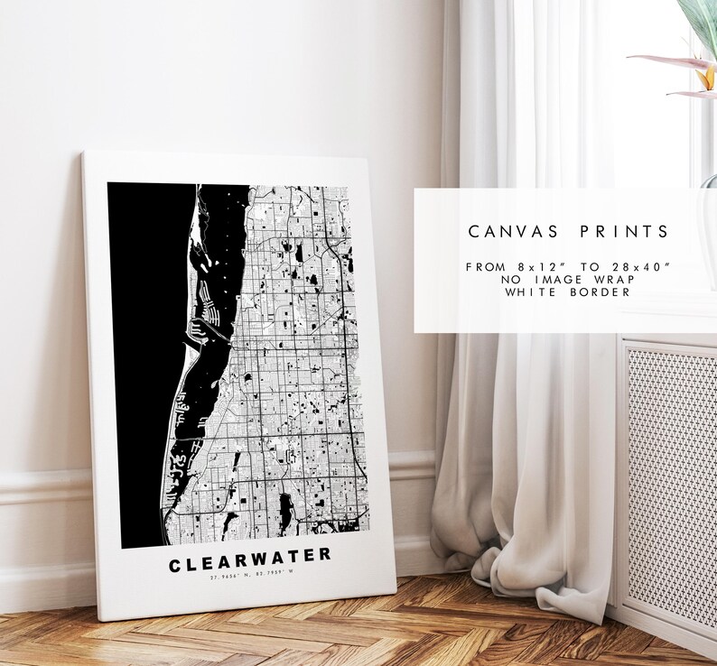 Clearwater Map Print - City Map Poster - Map Art - USA City Maps ...
