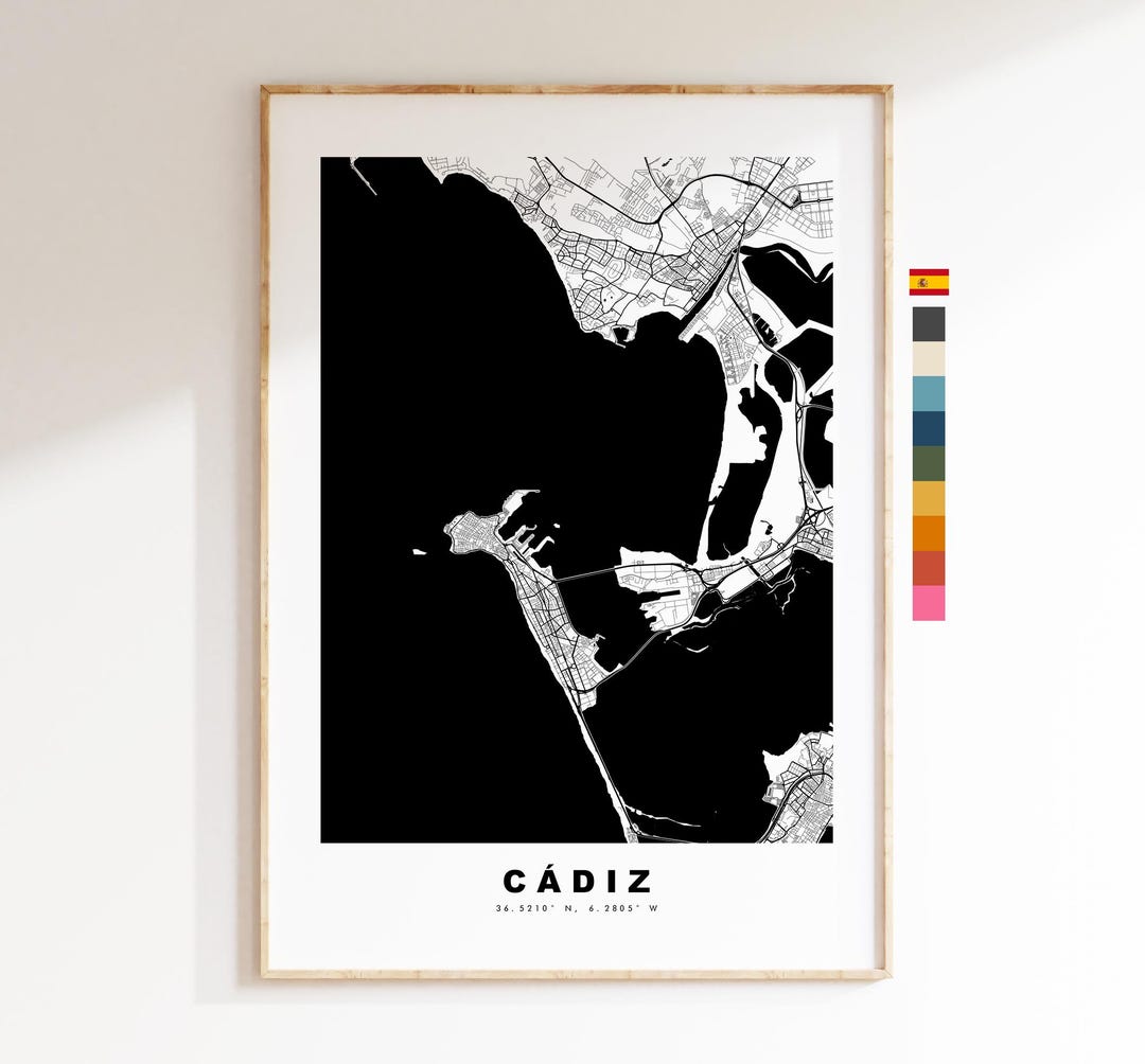 Cadiz Map Print - City Map Poster - Map Art - Map Wall Art - Spain City ...