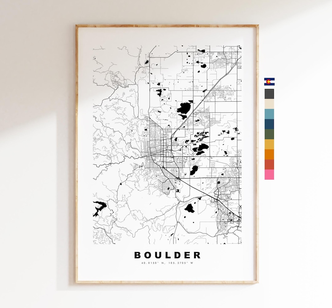 Boulder Map Print - City Map Poster - Map Art - USA City Maps - Boulder ...