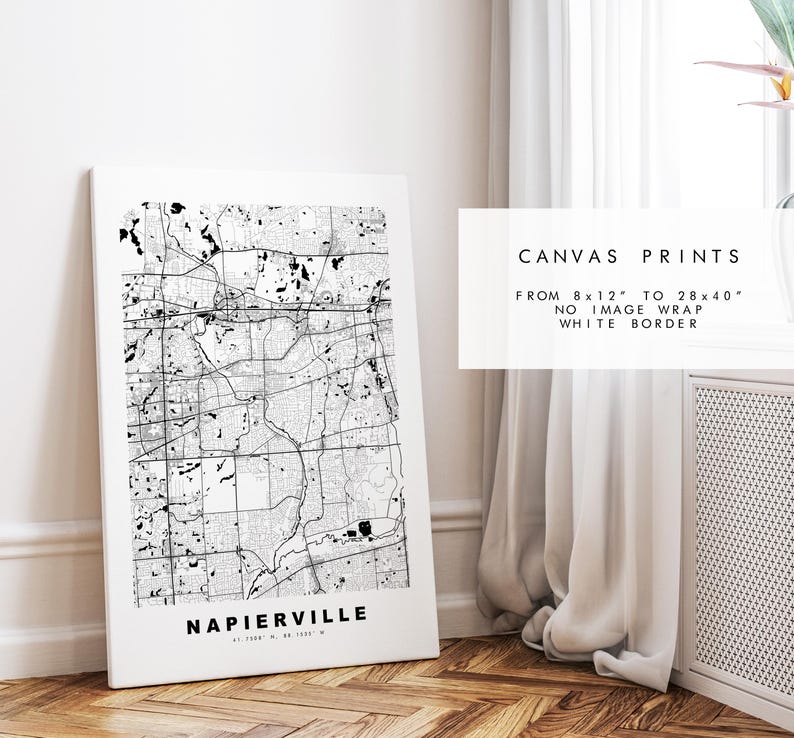 Napierville Map Print - City Map Poster - Map Art - USA City Maps ...