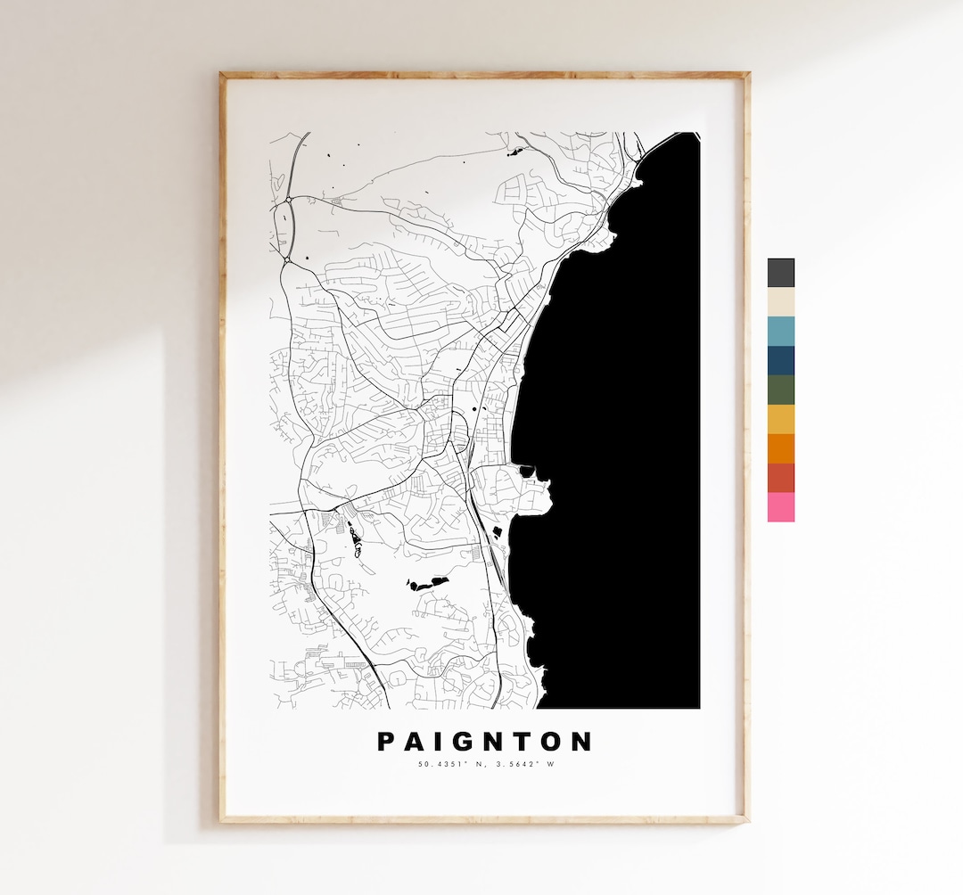 Paignton Map Print - Minimalist City Map Poster - Map Wall Art - UK ...