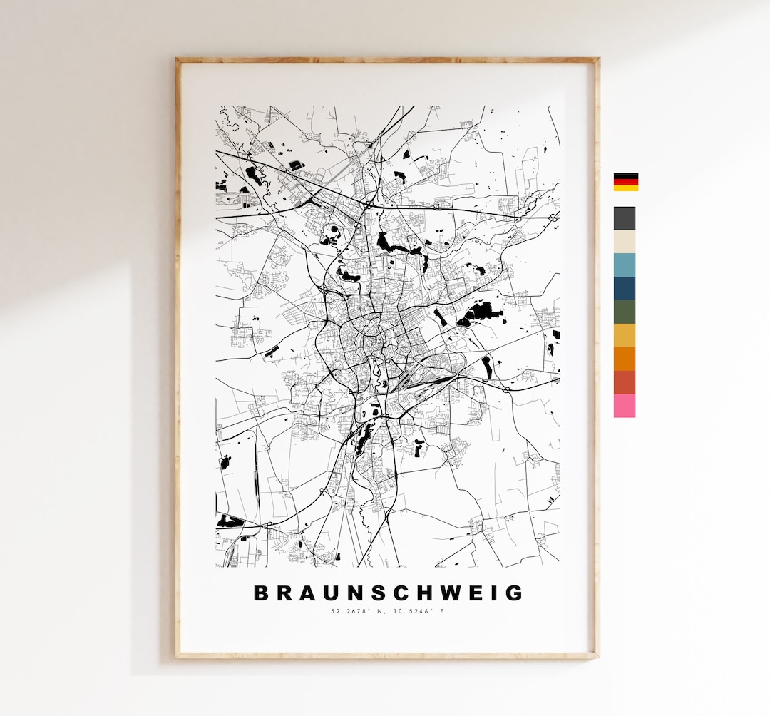 Braunschweig Map Print - City Map Poster - Map Wall Art - Germany City ...