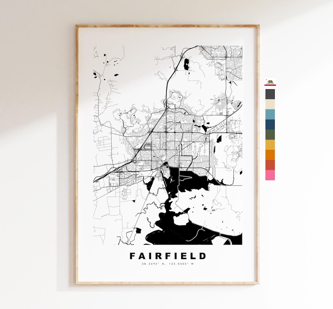 Fairfield Map Print - City Map Poster - Map Art - USA City Maps ...