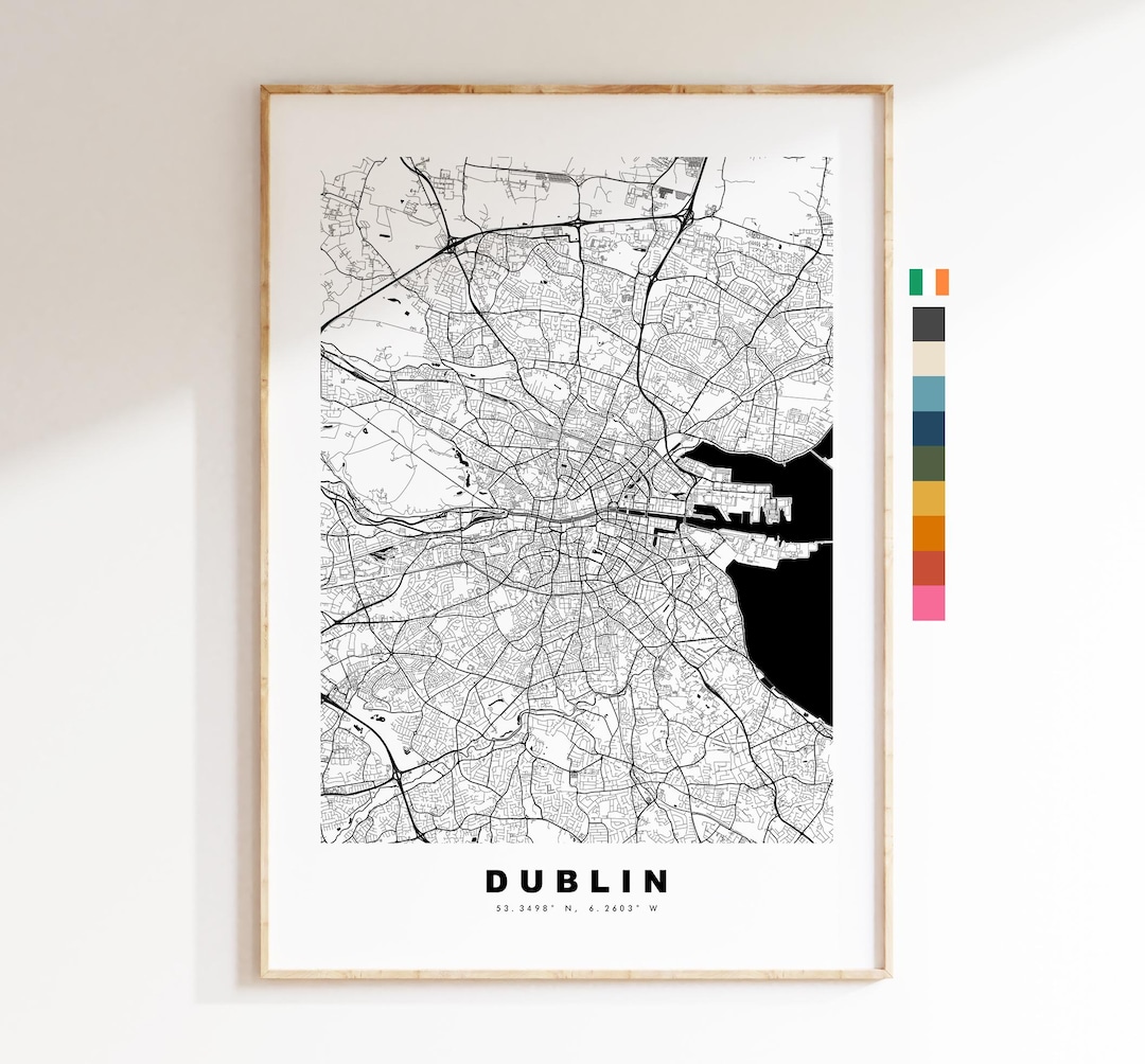 Dublin Map Print - City Map Poster - Map Art - Ireland City Maps ...