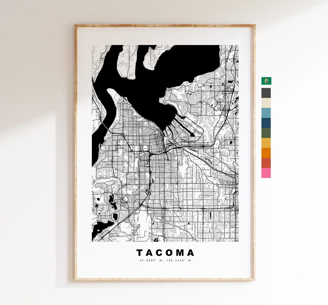 Tacoma Map Print - City Map Poster - Map Art - USA City Maps - Tacoma ...