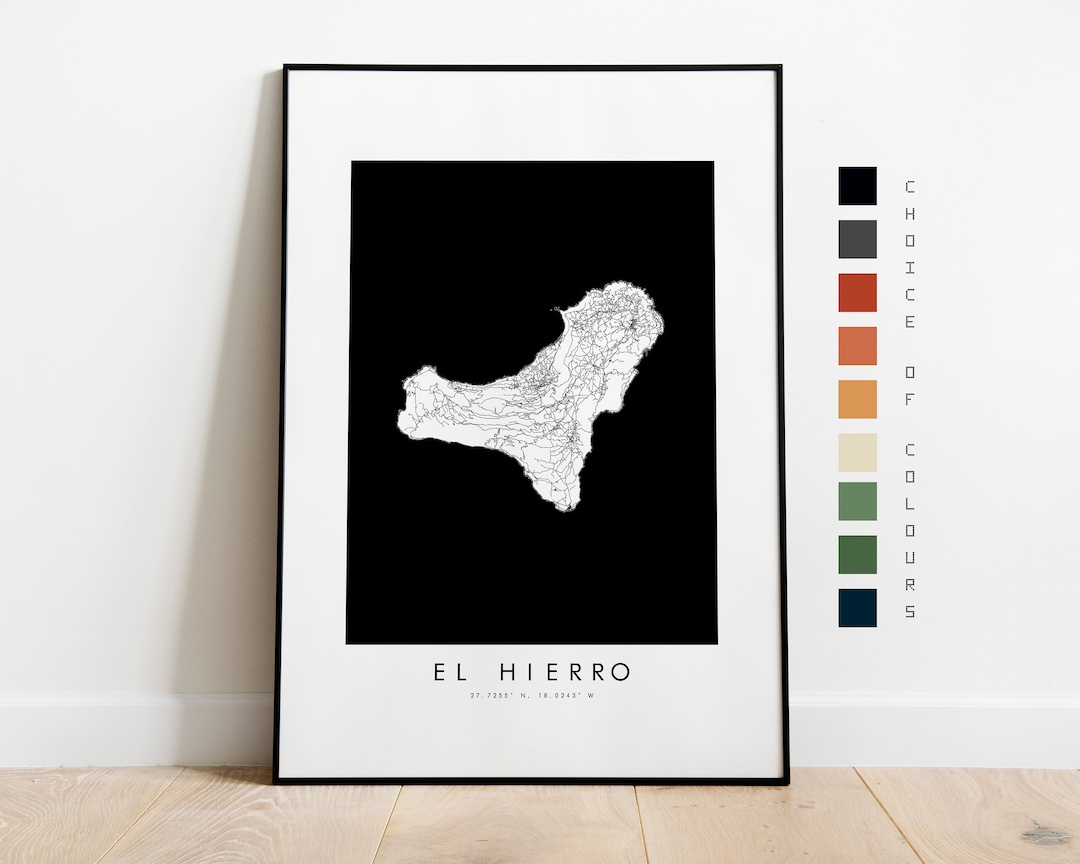 El Hierro Map Print - Canary Islands Map Poster - Map Art - Map Wall ...