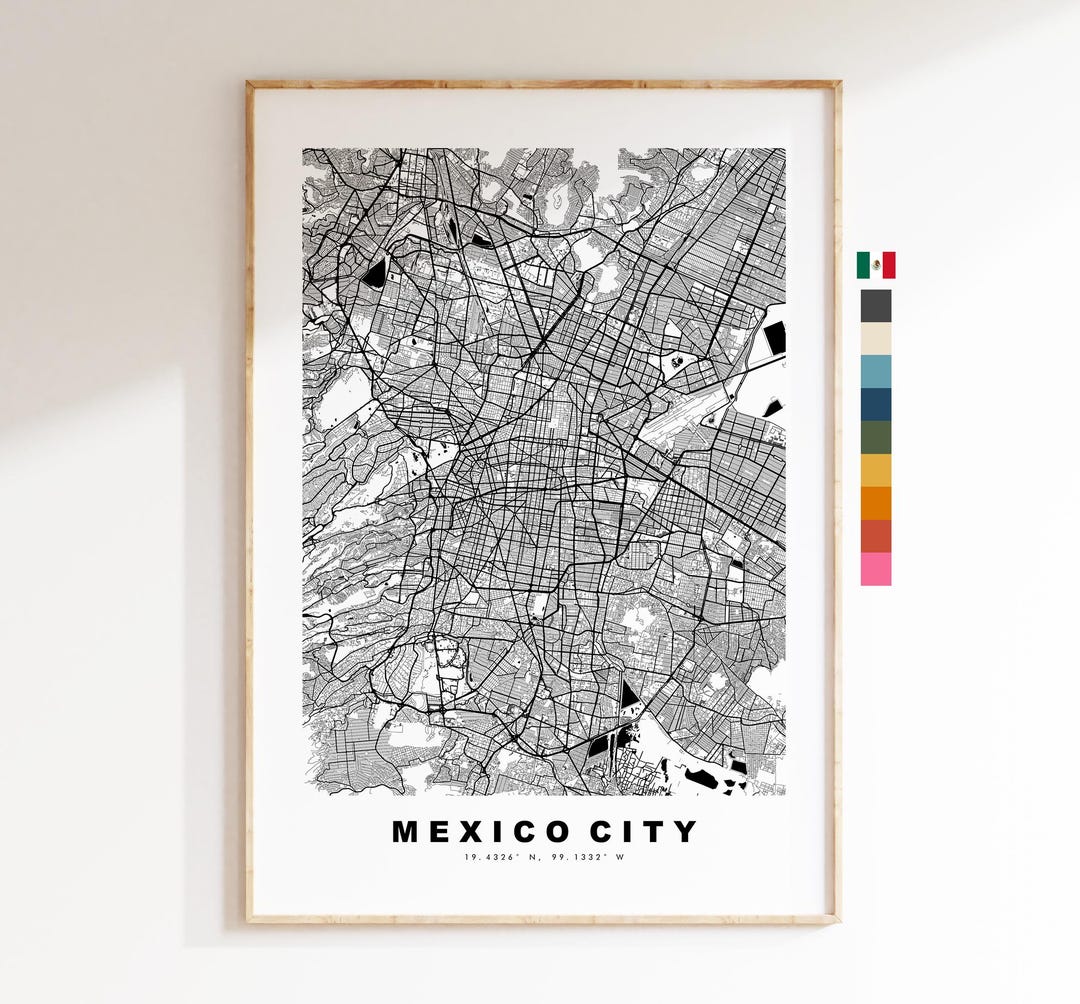 Mexico City Map Print - City Map Poster - Map Art - Map Wall Art ...