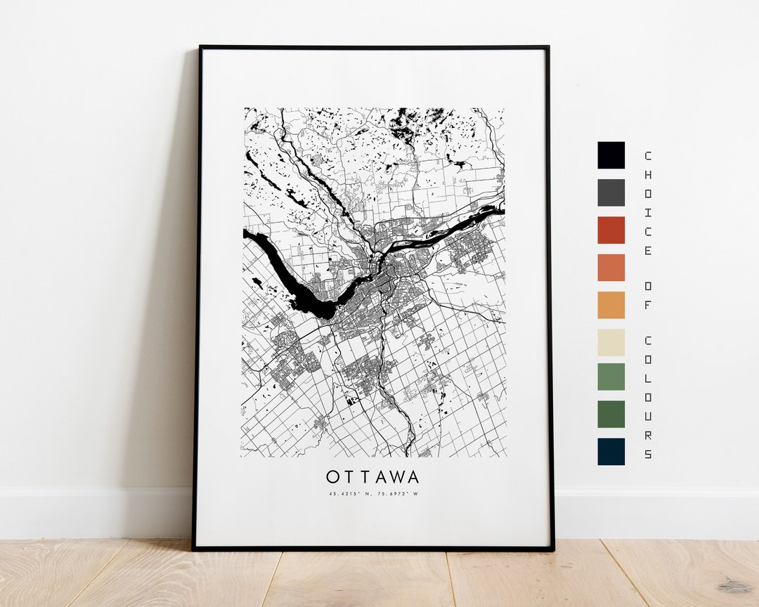 Ottawa Map Print - City Map Poster - Map Art - Map Wall Art - Canda ...