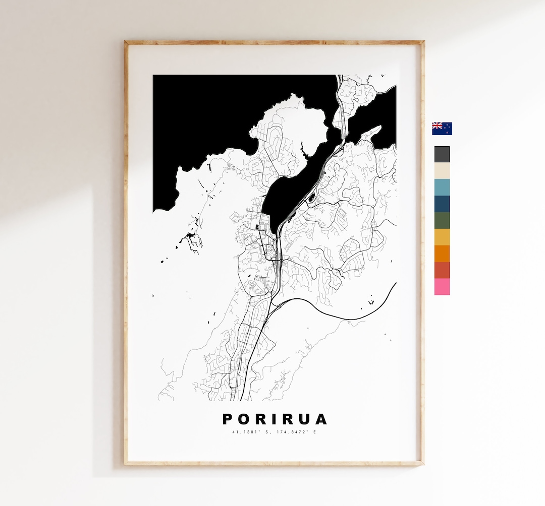 Porirua Map Print - City Map Poster - Map Wall Art - New Zealand City ...