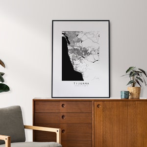 Tijuana Map Print - City Map Poster - Map Art - Map Wall Art - Mexico ...