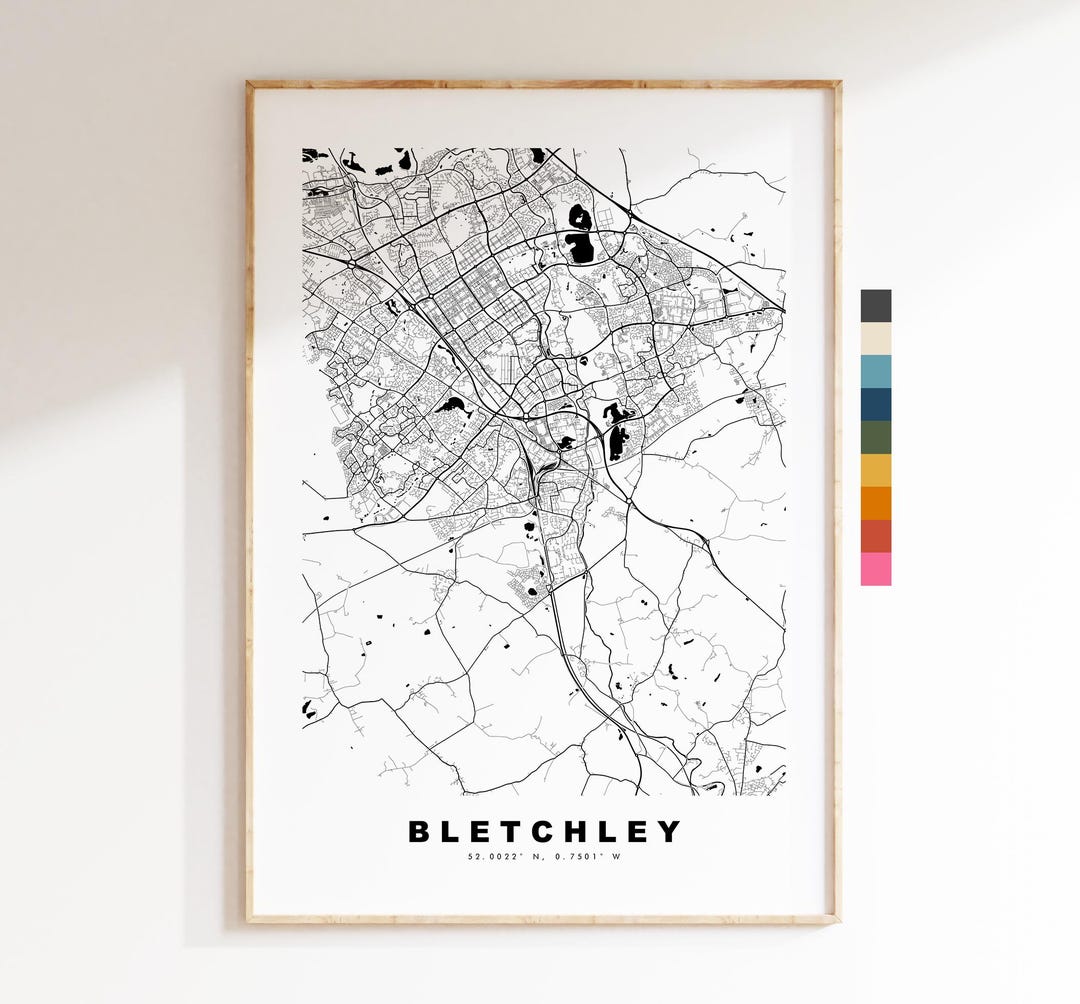 Bletchley Map Print - Minimalist City Map Poster - Map Art - UK ...