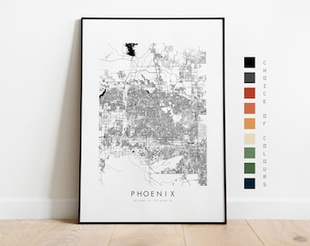 Phoenix Map Print Poster Wall Art Arizona Gift Phoenix City - Etsy