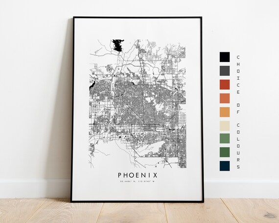Phoenix Map Print City Map Poster Map Art Map Wall Art - Etsy