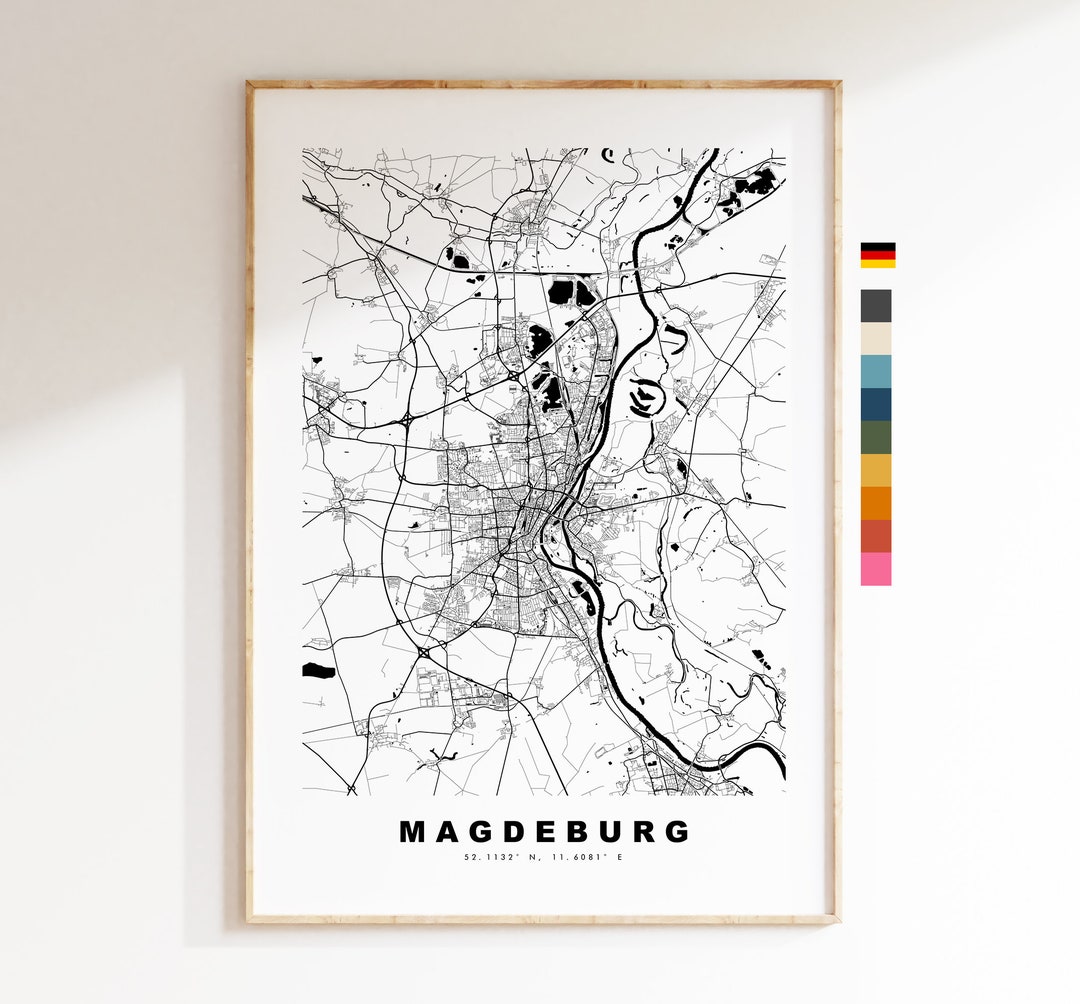 Magdeburg Map Print - City Map Poster - Map Wall Art - Germany City ...