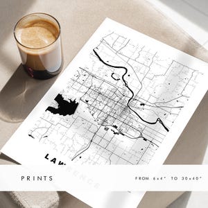 Lawrence Map Print (kansas) - City Map Poster - Map Art - USA City Maps - Lawrence Print ...