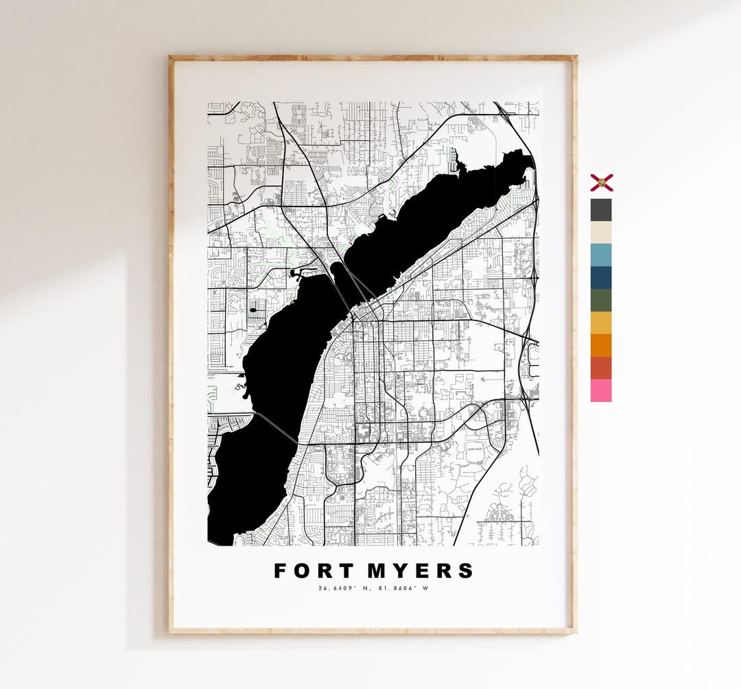 Fort Myers Map Print - City Map Poster - Map Art - USA City Maps - Fort ...