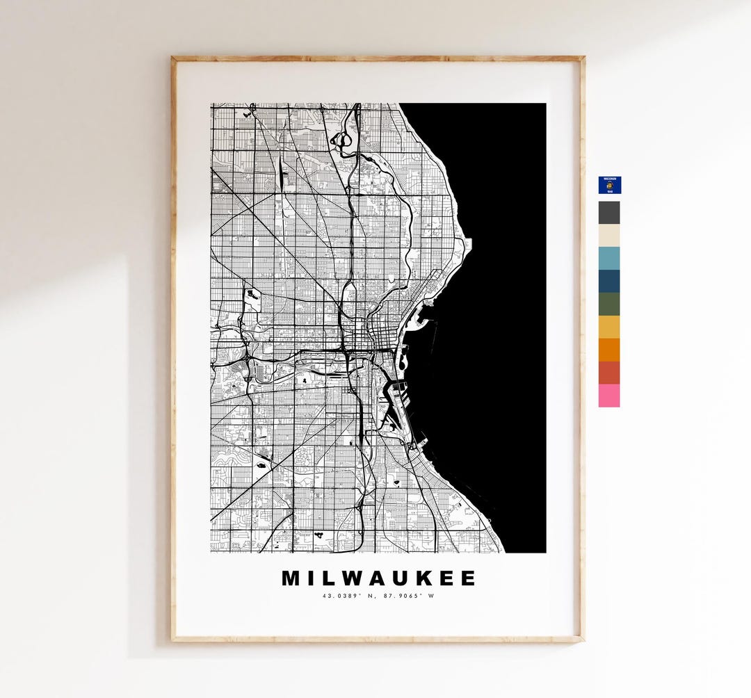 Milwaukee Map Print - City Map Poster - Map Art - USA City Maps ...