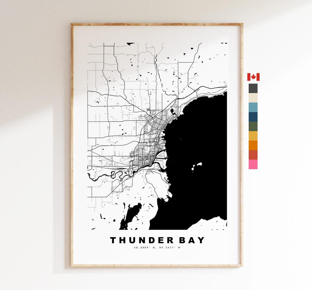 Thunder Bay Map Print - City Map Poster - Map Art - Map Wall Art ...