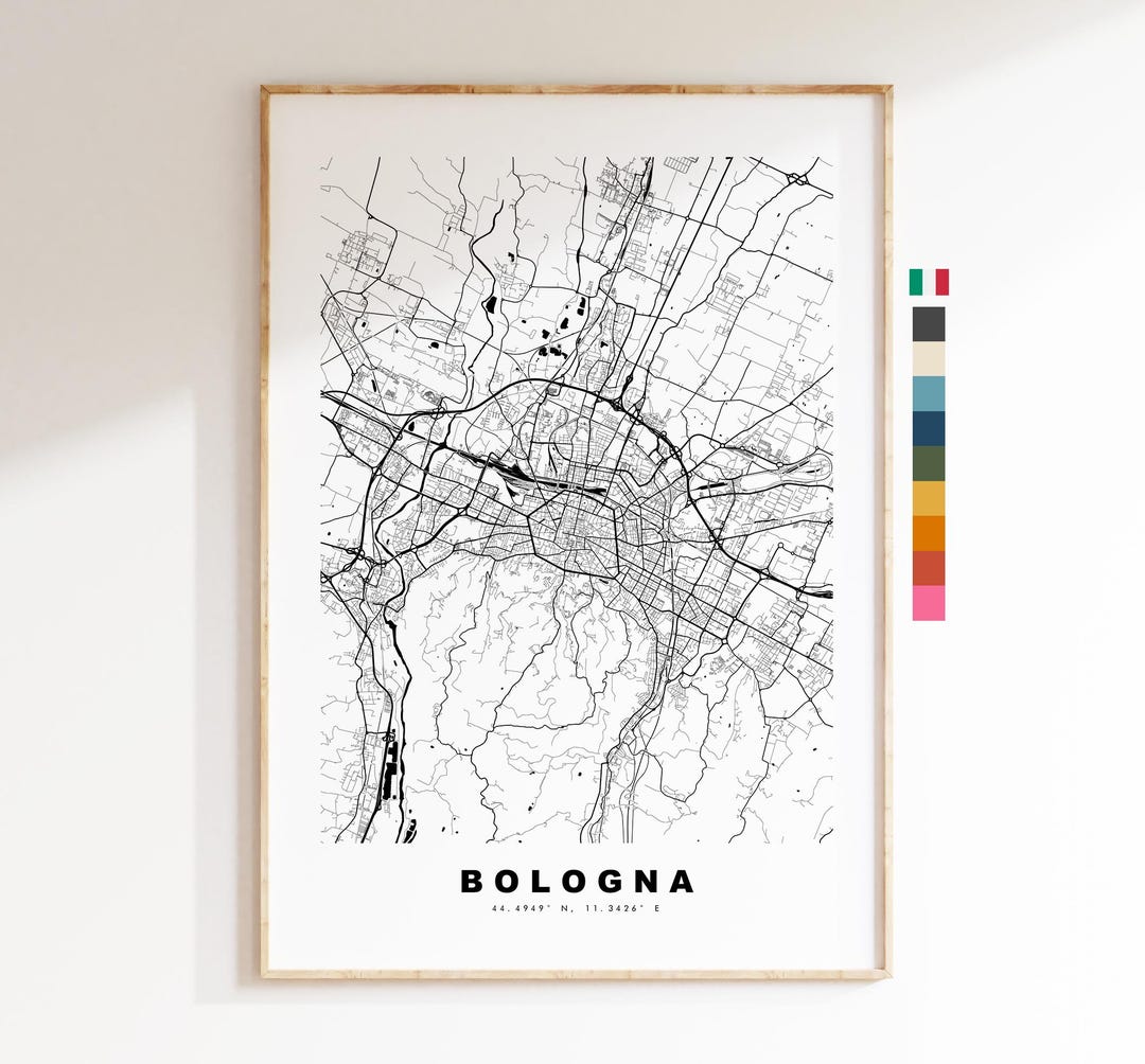Bologna Map Print - City Map Poster - Map Art - Map Wall Art - Italy ...