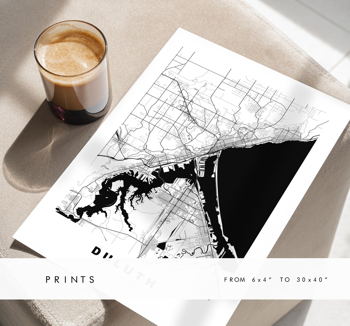 Duluth Map Print - City Map Poster - Map Art - USA City Maps - Duluth ...