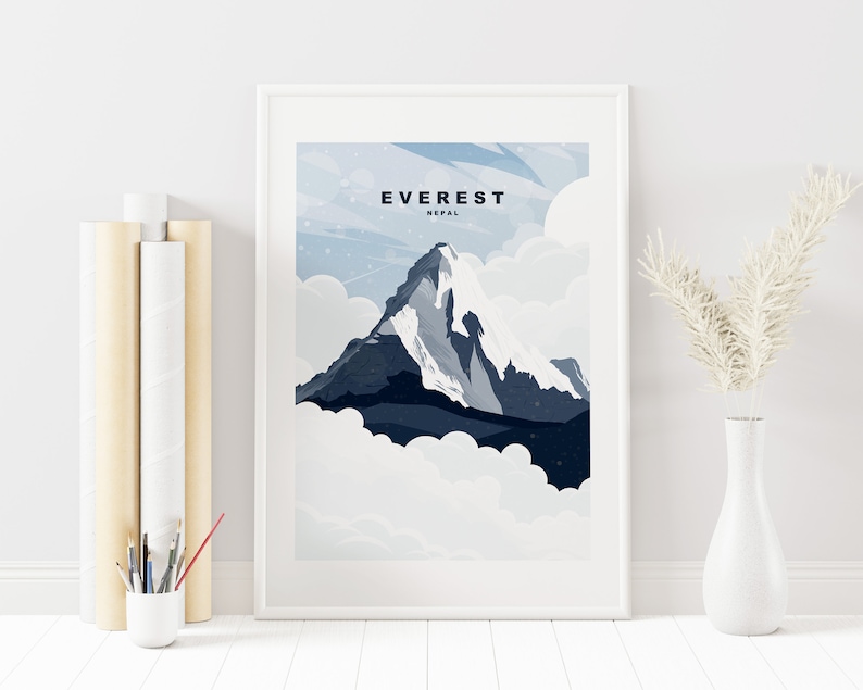 Everest Travel Poster Mt Everest Print Abstract Travel - Etsy