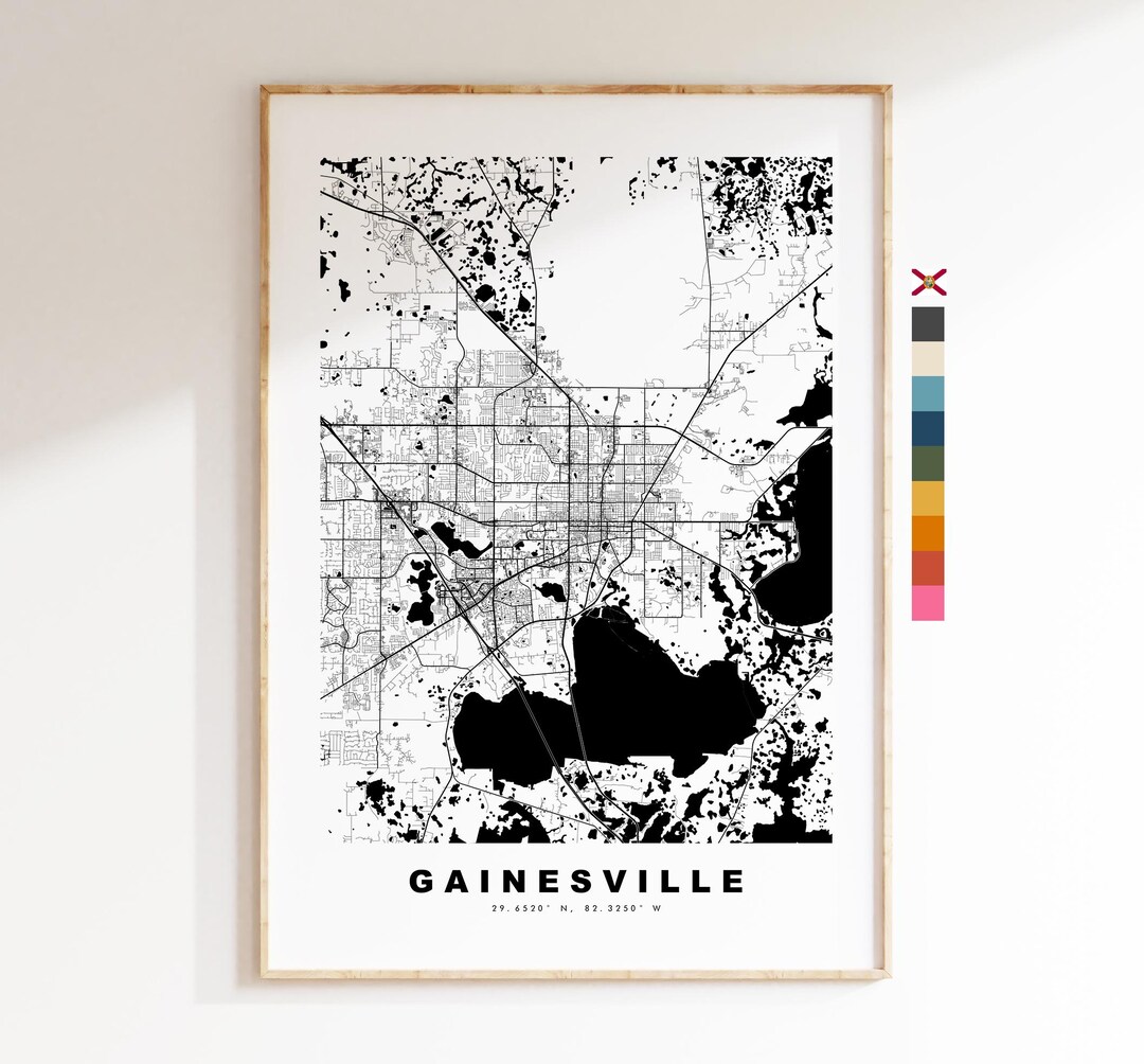 Gainesville Map Print - City Map Poster - Map Art - USA City Maps ...