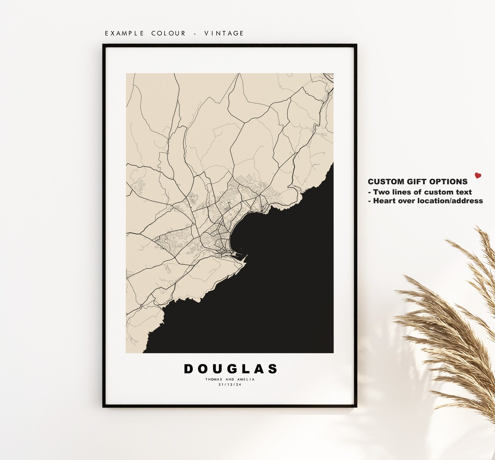 Douglas Map Print - Minimalist City Map Poster - Map Wall Art - Jersey ...