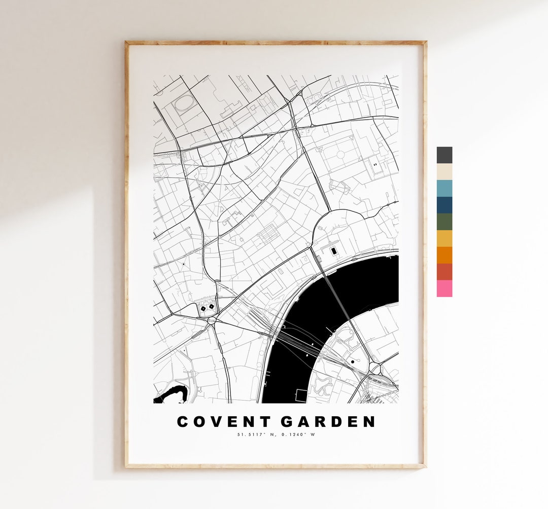 Covent Garden Map Print - Minimalist City Map Poster - Map Art - London ...