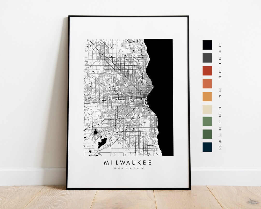Milwaukee Map Print City Map Poster Map Art Map Wall Art USA City Map ...