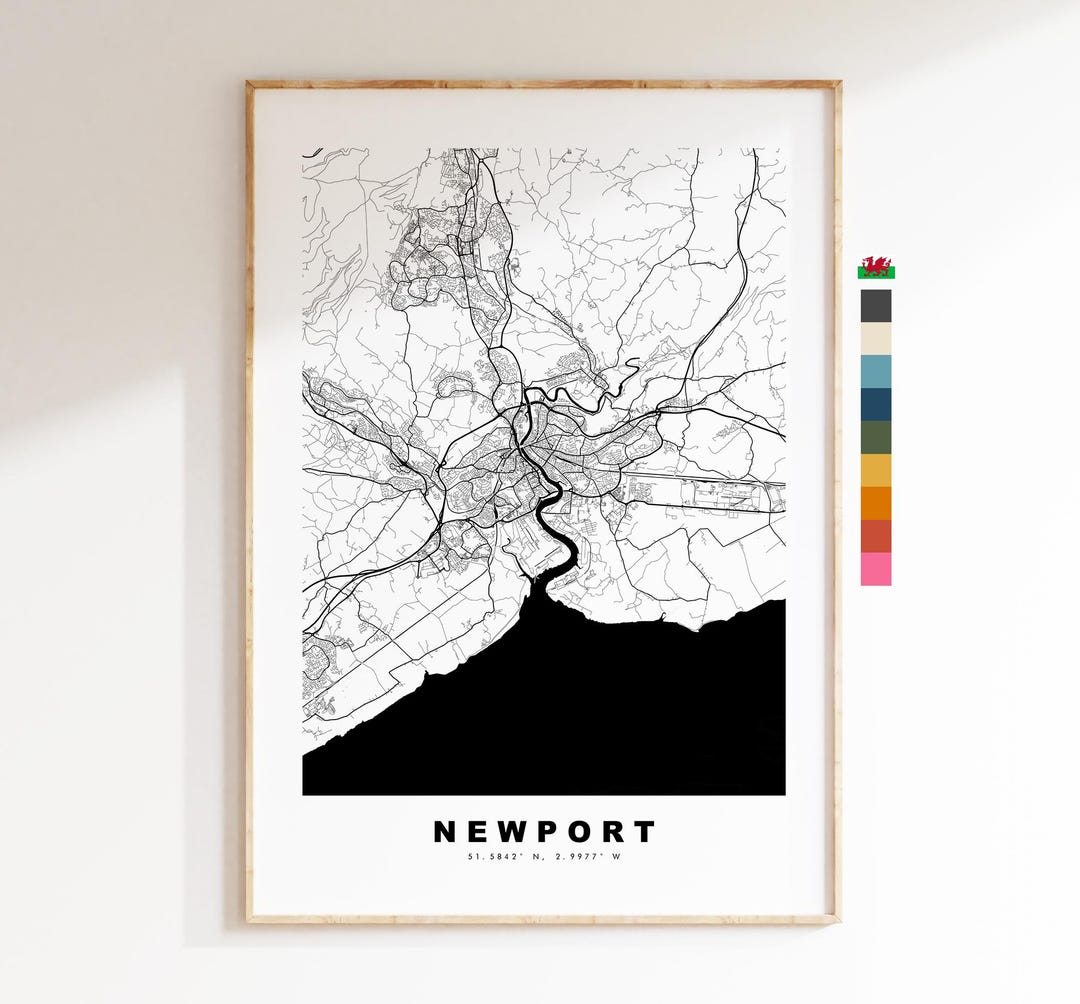 Newport Map Print - Minimalist City Map Poster - Map Art - Wales ...