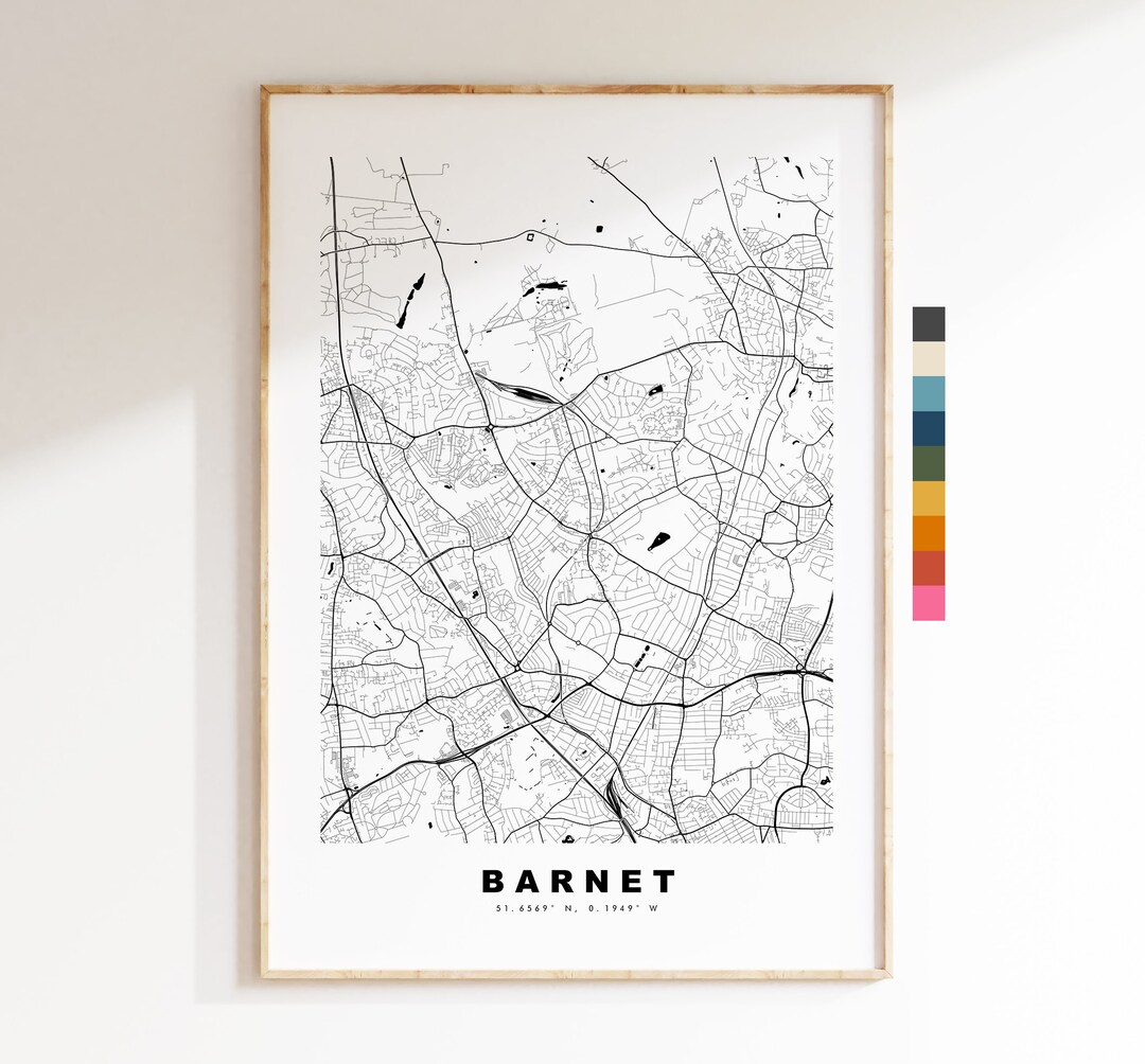 Barnet Map Print - Minimalist City Map Poster - Map Wall Art - UK ...