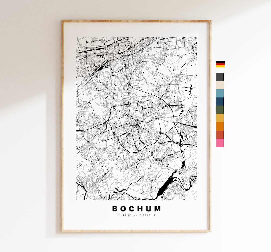 Bochum Map Print - City Map Poster - Map Wall Art - Germany City Maps ...