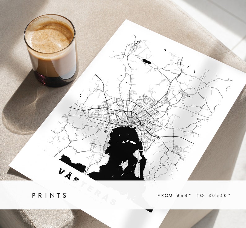 Vasteras Map Print - City Map Poster - Map Wall Art - Sweden City Maps ...