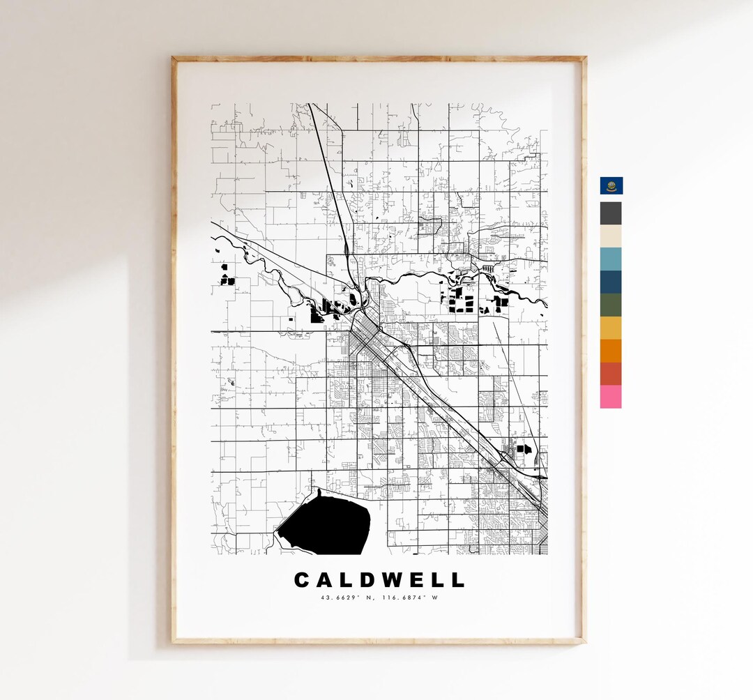 Caldwell Map Print - City Map Poster - Map Art - USA City Maps ...