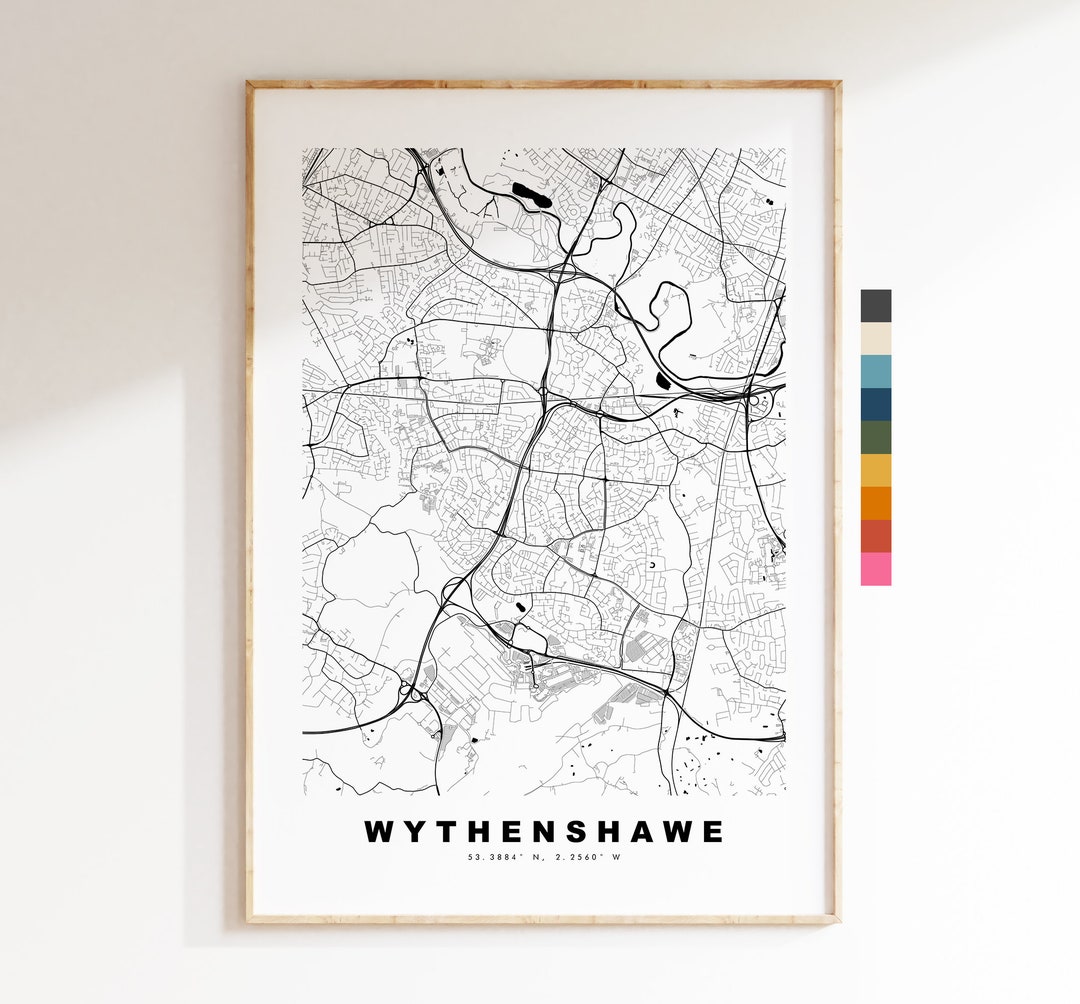 Wythenshawe Map Print - Minimalist City Map Poster - Map Art - UK ...