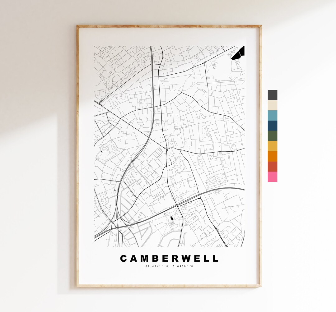 Camberwell Map Print - Minimalist City Map Poster - Map Art - London ...