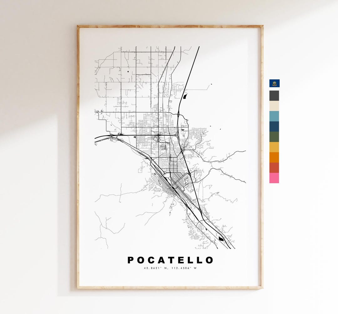 Pocatello Map Print - City Map Poster - Map Art - USA City Maps ...
