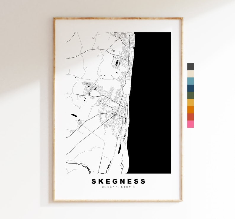 Skegness Map Print - Minimalist City Map Poster - Map Art - UK ...
