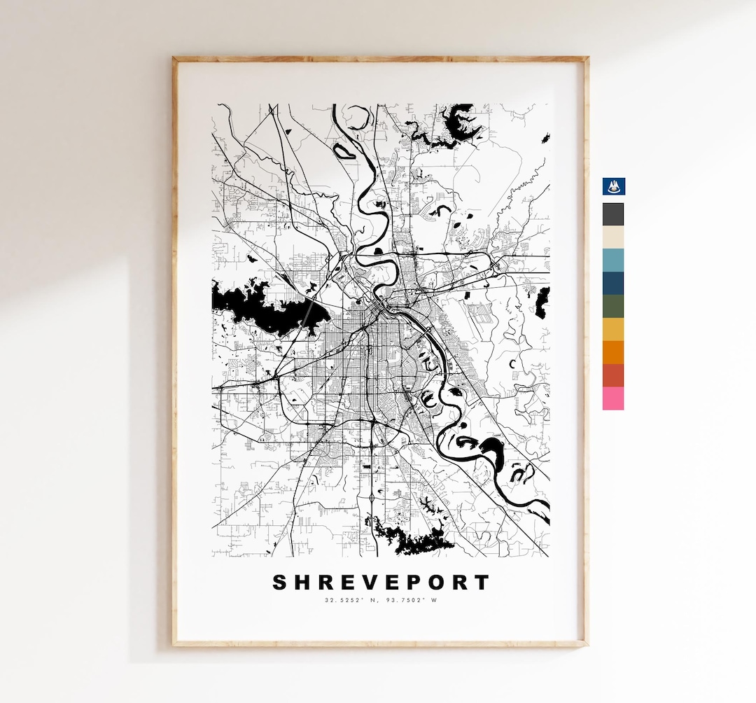 Shreveport Map Print - City Map Poster - Map Art - USA City Maps ...